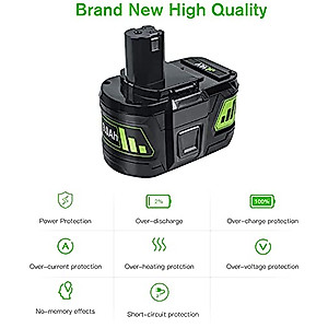 POWTREE 18V 9000mAh P108 Replacement Battery for Ryobi 18V Battery ONE+ P108 P102 P103 P104 P105 P107 P109 P122 Cordless Power Tools Li-ion Battery with LED Indicator 2Pack