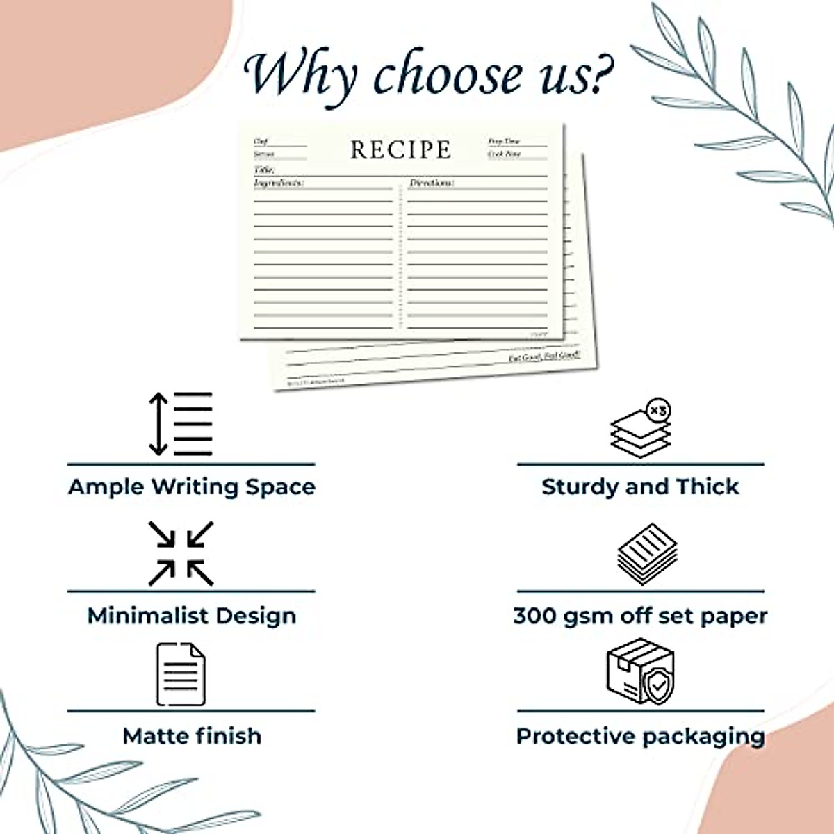 4x6 Recipe Cards Double Sided, 50 Count Recipe Cards 4x6 Inches Double Sided, Thick Cardstock 4x6 Recipe Card for bridal shower Fits in recipe box, card binder gifts for wedding housewarming gifts