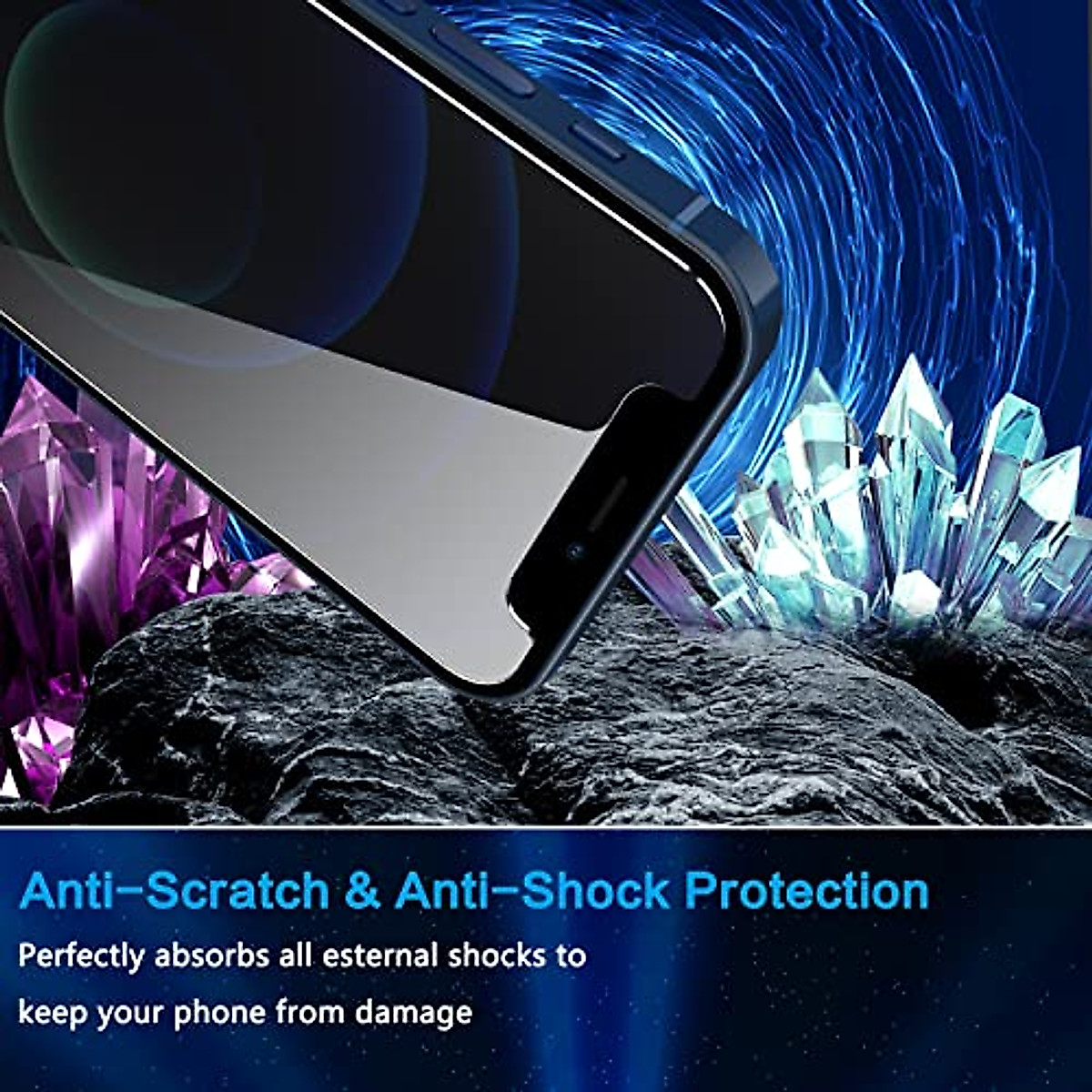[2+2 Pack] for iPhone 12 Screen Protector with Camera Lens Protector, 9H Tempered Glass Screen Protector Shatterproof Full Coverage HD Clear Bubble Free Anti-Scratch Film for Apple iPhone 12 6.1Inch
