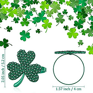 Clover Shamrock Napkin Ring St. Patrick's Day Napkin Rings Holder Buckle Napkin Holders Ring Metal Rhinestone Napkin Ring for St. Patrick's Day Wedding Party Table Decor (Green, 6)