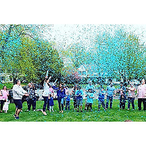 Gender Reveal Surprise Confetti Cannons, Set of 2, Blue for Baby Boy, 12 Inch, Biodegradable Confetti, Smoke-Free and Safe