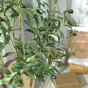 VIAGDO Artificial Olive Tree 6ft Tall Fake Potted Olive Silk Tree with Planter Large Faux Olive Branches and Fruits Artificial Tree for Home Office Living Room Decor Indoor, 1176 Leaves