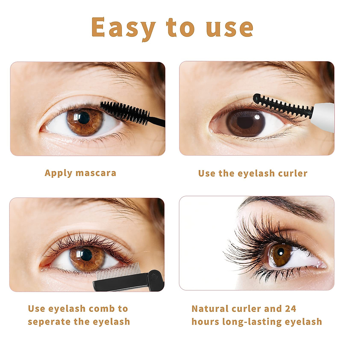 Acavado Heated Eyelash Curlers Heated Lash Curler with Comb Electric Eyelash Curler LED Display 3 Temperature Settings for Makeup Natural Curling 24H Long Lasting Eye Lashes Tool for Women White