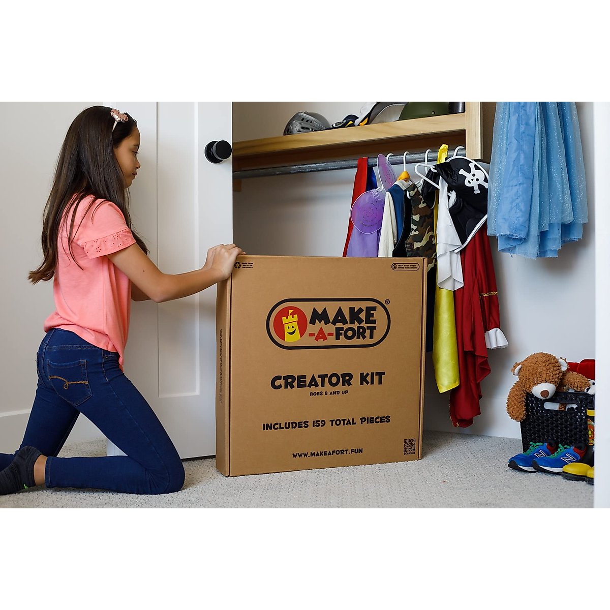 Make-A-Fort Creator Kit - Build Complex and Challenging Forts for Kids - Creative Fun for Ages 8 and Up - Build a Robot, a Rocket, a Shark, Fighter Jets, and More - Durable, Reusable, and Made in USA