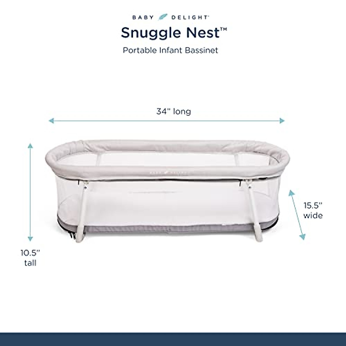 Baby Delight Snuggle Nest Bassinet | Portable Baby Bed | for Infants 0 – 5 Months | Driftwood Grey