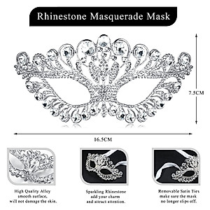 Sanfenly 5 Pieces Rhinestone Crystal Jewelry Set for Women Masquerade Mask Rhinestone Choker Necklace Bracelets Dangle Earrings Set Bridal Jewelry for Wedding Masquerade Prom