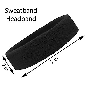 12 Sweatbands Cotton Sports Headbands Terry Cloth Moisture Wicking Athletic Basketball Headband by Kenz Laurenz (12 Pack) (Oarange 12 Pack)