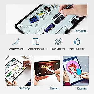 Stylus for iPad (3 Pcs), Abiarst Touch Screens Stylus Pens Disc & Fiber Tip for Apple/iPhone/Ipad pro/Mini/Air/Android/Microsoft/Surface All Capacitive Touch Screens (3-Pack (Black/White/Rose Gold))