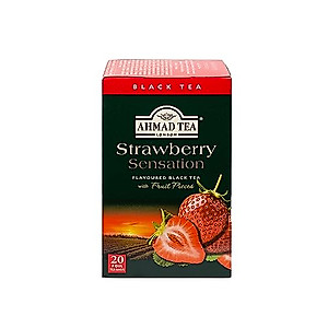 Ahmad Tea Black Tea, Strawberry Sensation Teabags, 20 ct (Pack of 1) - Caffeinated & Sugar-Free
