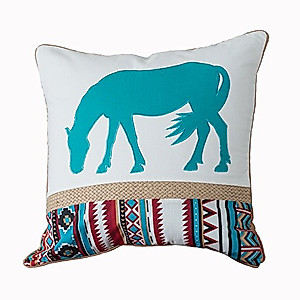 Turquoise Horse Pillow with Rope Trim
