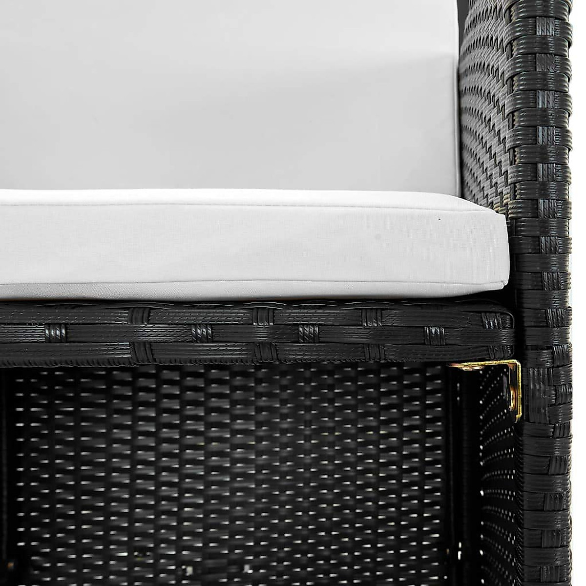 5 Piece Outdoor Dining Set with Cushions | Patio Dining Set | Garden 1 Glass Top Dining Table and 4 Rattan Chairs for Backyard, Poolside and Yard | Black Poly Rattan with Steel Frame