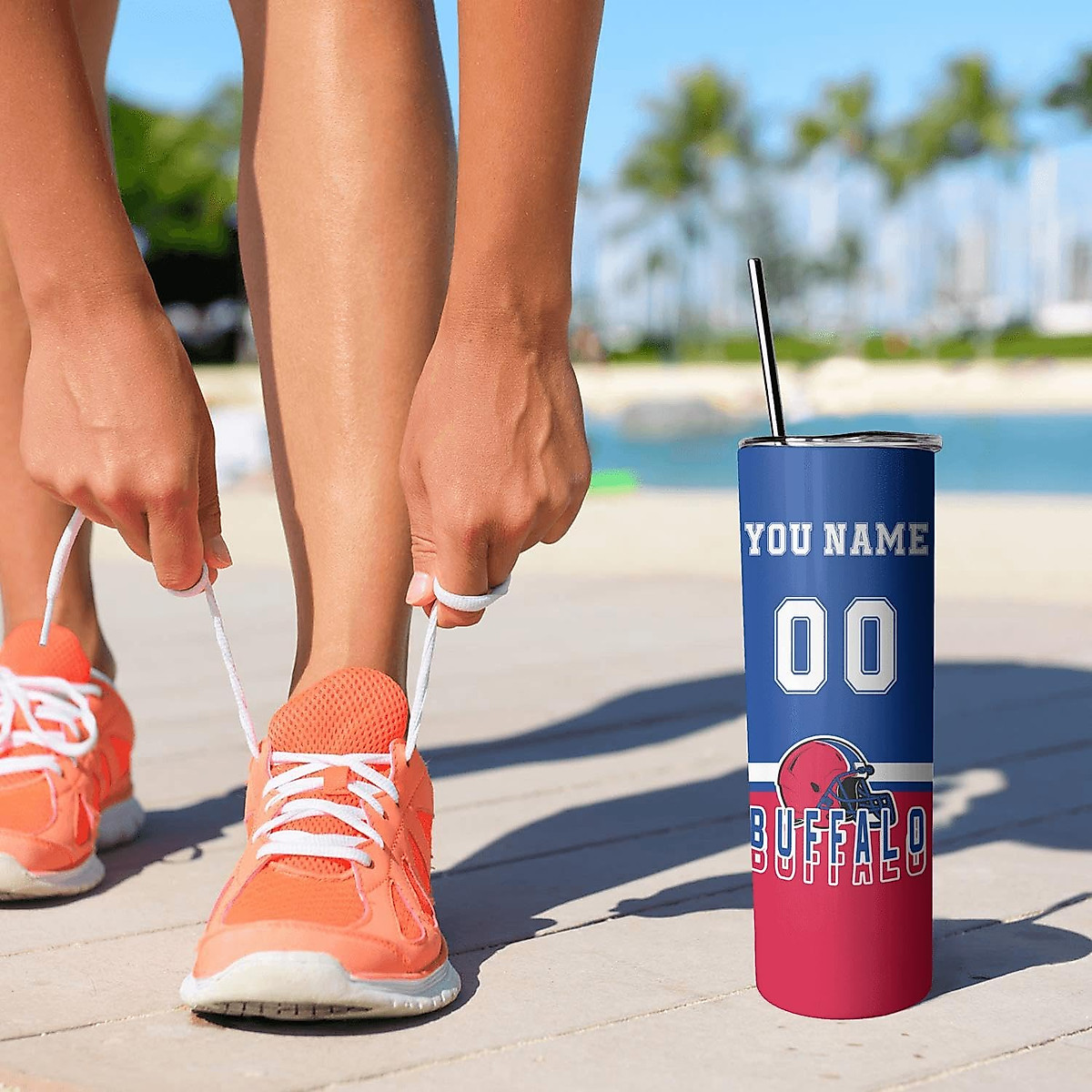 20oz Customs stainless steel Insulated tumbler with Lid and Straws, Personalized football gifts for fans, Travel Cup Adds Your Name and Number