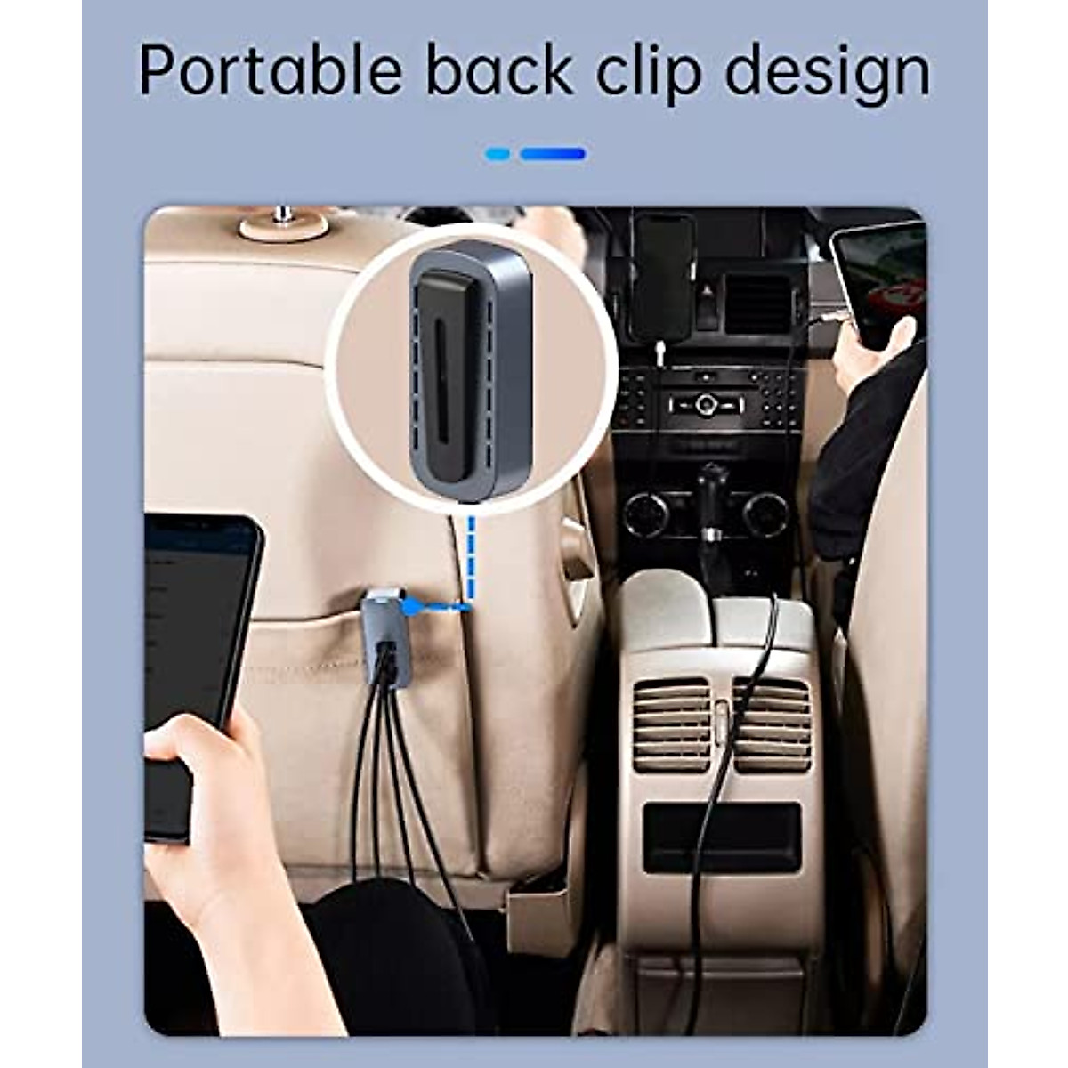 Impulsiqs 6 Port USB C Car Charger Adapter – 75W Car USB Charger Multi Port 5 ft Backseat Extension - 12v Cigarette Lighter USB Charger Plug - Super Fast Type C PD3.0 QC3.0 Compatible with iPhone