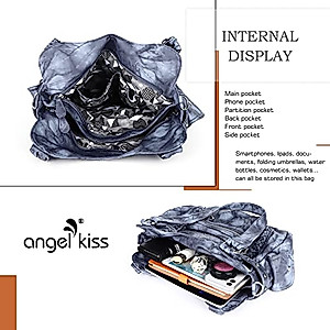 Angel Kiss Hobo Handbags for Women Soft PU Leather Shoulder Handbags Ladies Purses J.BLUE