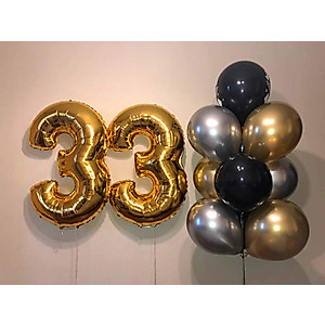 Treasures Gifted Large Gold Number Balloons - 40 Inch Foil Number 3 Balloon - Birthday Balloon Numbers - Graduation Balloon Numbers - Number Balloons for Birthday, Anniversary, New Years Eve Party