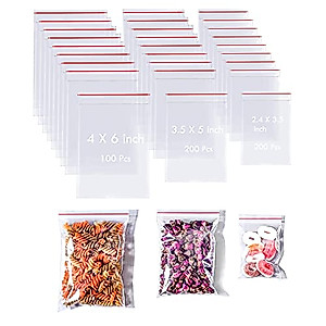500 Pack Poly Zipper Bags,3 Different Size Small Craft Plastic Bags,Clear Reusable Ziplock Bags Storage for Bead,Jewelry,Candy,2.3x3.5Inch,3.5x5Inch,4x6Inch