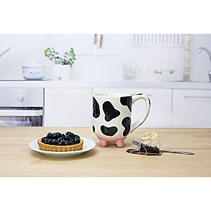 Boston Warehouse Udderly Cow Mug with Non-Skid Silicone Feet, Hand Painted Ceramic