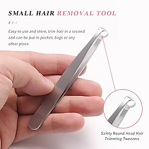 Precision Nose Hair Tweezers for Men, Round Head Nose Hair Trimmer, Ingrown Hair Clippers Grooming Scissor for Men and Women, Stainless Steel Eyebrow Clippers Tweerzers for Nose Brow Nasal Trimming