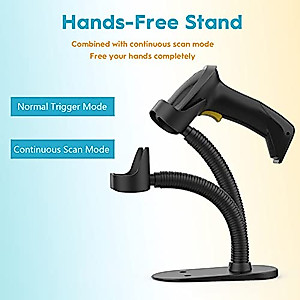 NADAMOO Wireless Barcode Scanner with Stand 2-in-1 2.4G Wireless & Wired USB Bar Code Scanner Handheld Laser Bar Code Reader Automatic Hand Scanner for Computer POS Warehouse Inventory Library