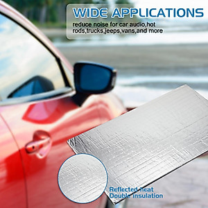 Tallew 31 Pcs 196 Mil Car Sound Deadening Mat Sound Deadener Automotive Audio Noise Insulation Dampening Insulation Mat with Rubber Roller for Hood Ceiling Door 15.7 x 9.8 in Each Sheet