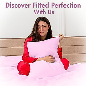 Homes Perception - 3-Piece Jersey Bed Sheets - Twin Size - Jersey Knit Sheet Set – Breathable & Soft Cotton Jersey Sheets - Includes Flat Sheet, Jersey Fitted Bed Sheet, & 1 Pillowcase, Pink