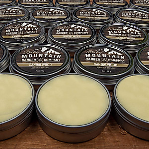 Beard Balm – Sandalwood Blend - Rocky Mountain Barber – with Nutrient Rich Bees Wax, Jojoba, Shea Butter, Coconut Oil – Contains Real Sandalwood Essential Oil