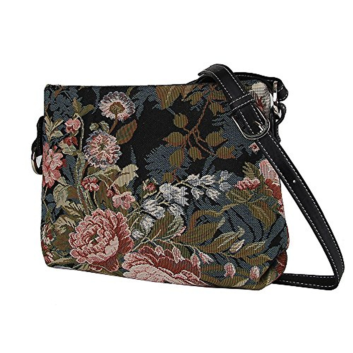 Signare Tapestry Women Mini Satchel Cross-body Bag with Peony Flower (XB02-PEO)