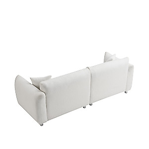 SZLIZCCC Sofa Couch for Living Room, 87.4 Inch Modern Upholstered Couch, Teddy Velvet Tufted Sofa, 3 Seat Sofa Big Comfy Couch Sofas for Livingroom, Comfy Couch Sofas for Office (White 85.4” Sofa)
