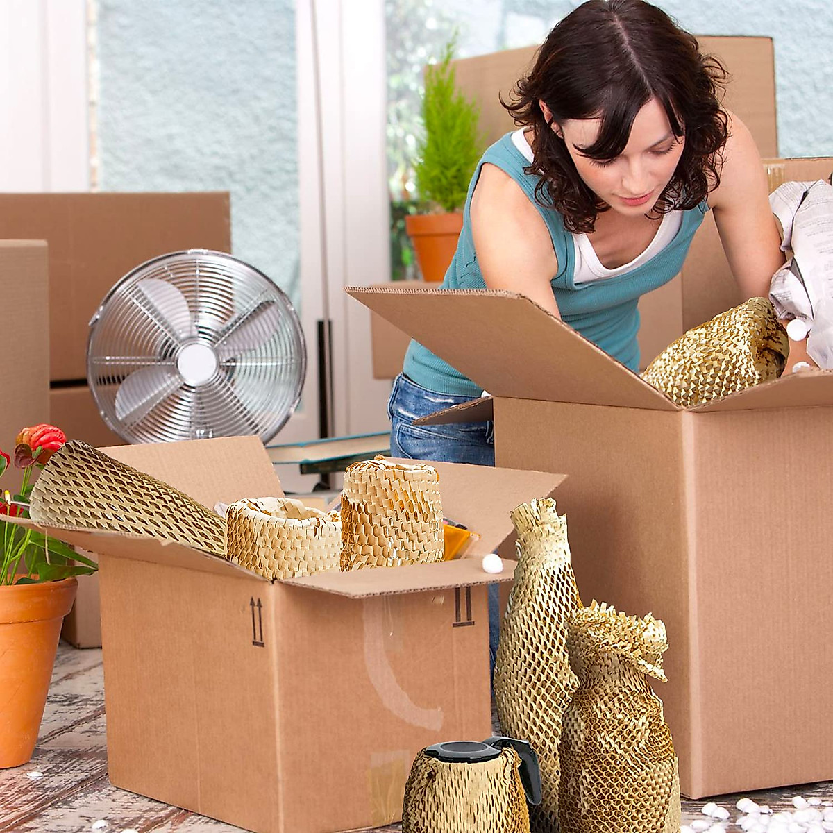 Wrapping Paper Packaging Paper Honeycomb Cushioning Wrap Paper,Kraft Packing Paper Honeycomb Wrap Roll Bubble Alternative Shipping Moving Packing Paper Gift Wrapping Paper (Kraft)