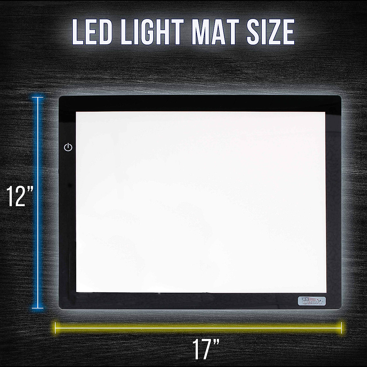 U.S. Art Supply Lightmaster 24.3" Diagonal Professional (A3) 12"x17" LED Lightbox Board 12-Volt Super-Bright Ultra-Thin 3/8" Profile Light Box Pad Dimmable - Measuring Overlay Grid & Circle Template