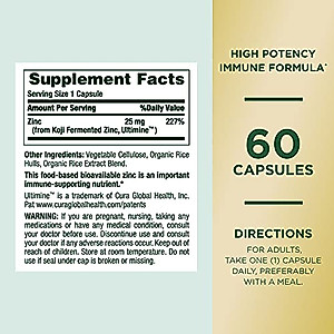Nature's Bounty Advanced Zinc, High Potency Immune Formula, Koji Fermented Immune Support Supplement, 25 mg, Capsules, 60 Count