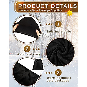 Jecery 72 Pieces Homeless Care Package Supplies Winter Coral Fleece Blanket Gloves Socks Beanies Scarves and Drawstring Bags Bulk for Winter Homeless Care