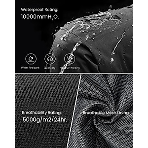 Men's Rain Pants, Waterproof Rain Over Pants Lightweight Packable Windproof Hiking Pants Outdoor Golf Work Black