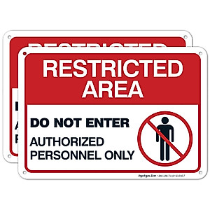 Sigo Signs Authorized Personnel Only Sign, Restricted Area Sign, Do Not Enter, (2 Pack) 10x7 Inches, Rust Free .040 Aluminum, Fade Resistant, Made in USA by Sigo Signs