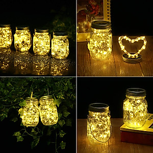 8 Pack Mason Jar Solar Lights, OxyLED 40 LED Fairy Lights Solar Powered with Jars and Hangers, Waterproof Hanging Solar Lights Outdoor, Decorative Solar Lanterns for Home Garden Patio Party Wedding
