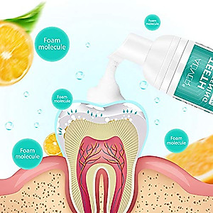 Teeth Whitening Foam,2 in 1 Whitening Toothpaste Mousse,Baking Soda Intensive Stain Removal Toothpaste Foam, Easy to Use, Oral -Care Toothpaste Replacement