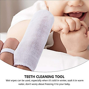 Healifty 18pcs Teeth Gauze Infant Finger Clean Oral Toothbrush Infant Mouth Cleaner Cotton Gauze Elastic Finger cot for 0-36 Months White