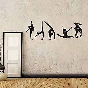 Maydahui Dancer Wall Decal Dance Gym Decor (Set of 5 Pieces）Sport Art Wall Sticker Home Decoration for Living Room Bed Room Girls Room