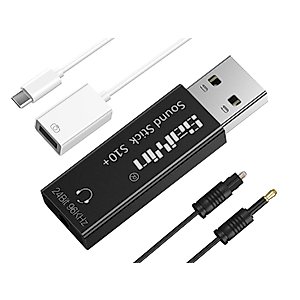 Sound Card, USB Sound Card, USB Type C/A to Optical Audio Adapter, DAC Audio Converter 24Bit/96kHz SPDIF Converter 3.5mm Jack Audio Adapter AUX Output External Sound Card Headphone Amp