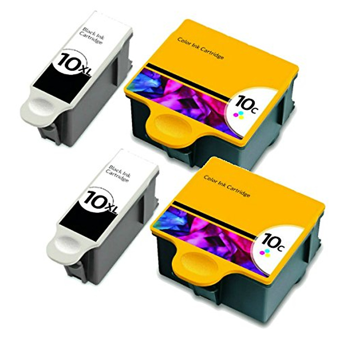 HouseOfToners Compatible Ink Cartridge Replacements for Kodak #10XL Black & #10 Color (2 Black, 2 Color, 4-Pack)