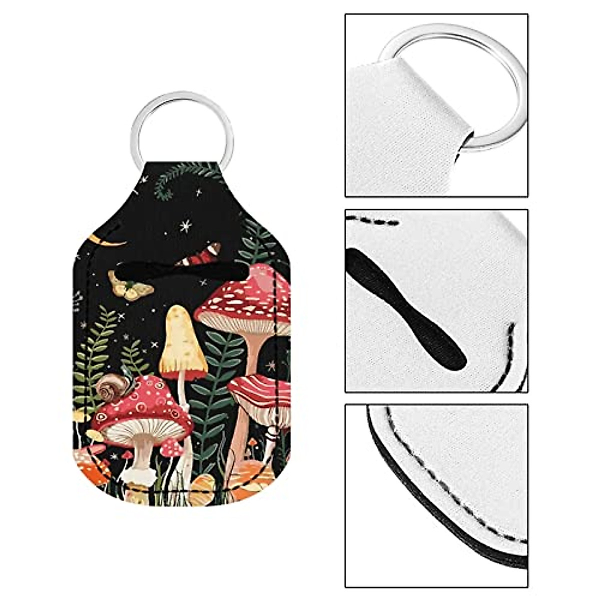 ZPINXIGN Mushroom Hand Sanitizer Bottle Holder Travel Bottle Holder Keychain for Backpack Purse Sleeve with Clip-on Pouch