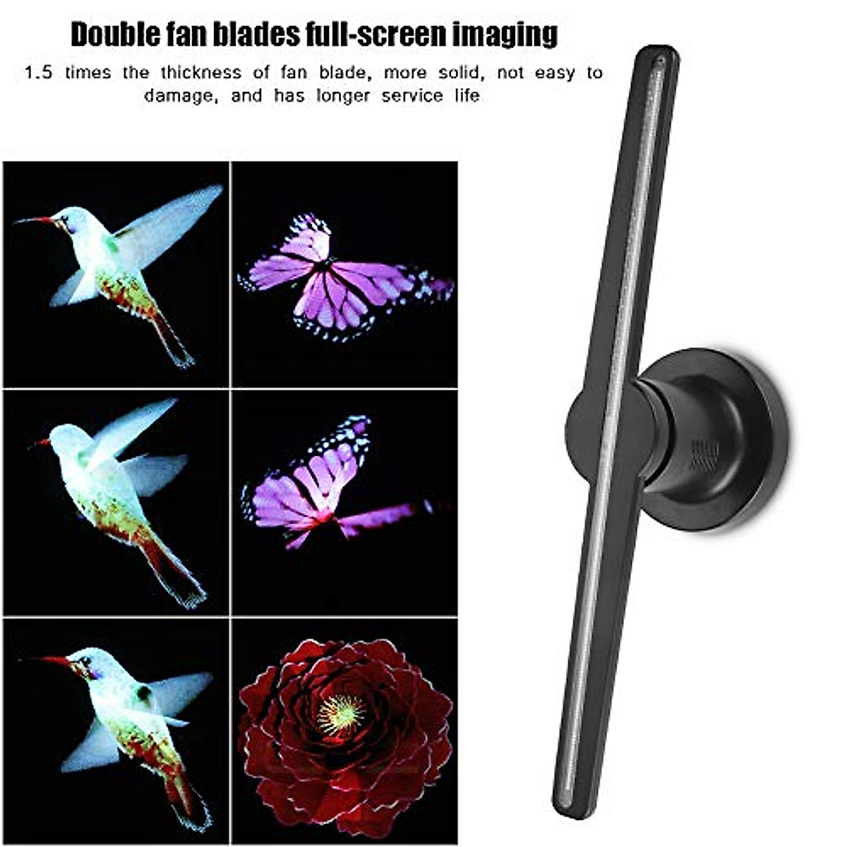 3D Hologram Advertising Display LED Fan, Holographic 3D Photos and Videos Projector for Store, Shop, Bar, Casino, Holiday Events Display (US Plug(110-240V))