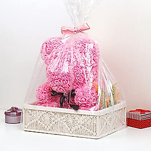 Macrame Storage Basket, Decorative Hand Woven Boho Basket, Boho Decor, Organizer for Bedroom Nursery Living Room, Room Decor, Removable Cloth Liner, Washable, Beige, L: 13,39’’ x W: 9,45’’ x H: 3,94’’