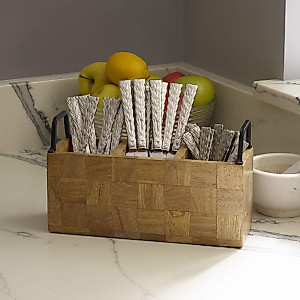 Gourmet Basics by Mikasa Avery Checkered Wood Flatware Caddy, Assorted