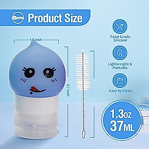 Timiuu 4-Pack 1.3Oz. Squeeze Salad Dressing Bottles with Cleaning Brush | Small Salad Dressing Container to Go | Portable Sauce Bottle Condiment Bottles | Food-grade Silicone, BPA Free