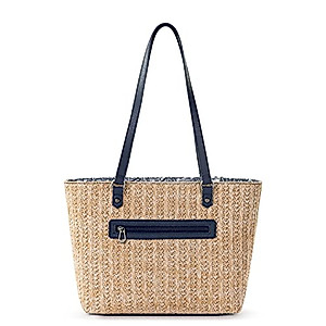 Sakroots Meadow Straw Tote, Navy Spirit Desert 2