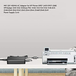 HKY 22V AC Adapter compatible with HP Printer 0957-2403 0957-2385 HP Deskjet 1010 1012 1510(not PSC 1510) 1512 1513 1514 1518 2515 2548 2540 2541 2542 2543 2544 2546 2546R 2548 2549 Power Supply Cord