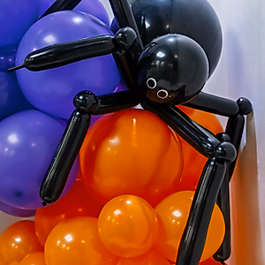 Halloween Balloon Garland Arch kit 131PCS Black Orange Green Purple Balloons Spider Balloons, Long Balloons Eyeball Balloons for Halloween Party Balloons Decoration Supplies