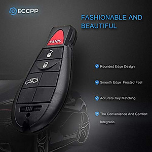 ECCPP Uncut Ignition Key Fob 4 Buttons 433MHz Key Remote fit for Antitheft Keyless Entry Systems 2012 for Dodge Key Remote M3N5WY783X (Pack of 1)