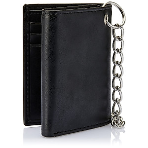 Dickies Men's Leather Chain Wallet - High Security Trifold With ID Window And Credit Card Pockets